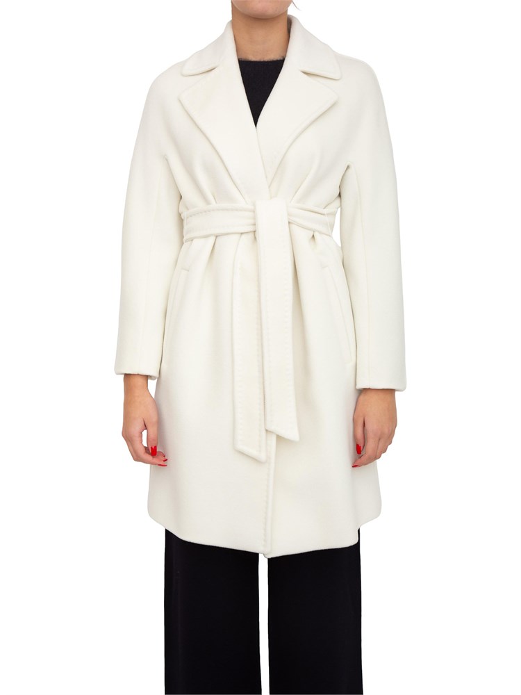 Cappotto midi Scire Max Mara in beaver di pura lana vergine bianco ...