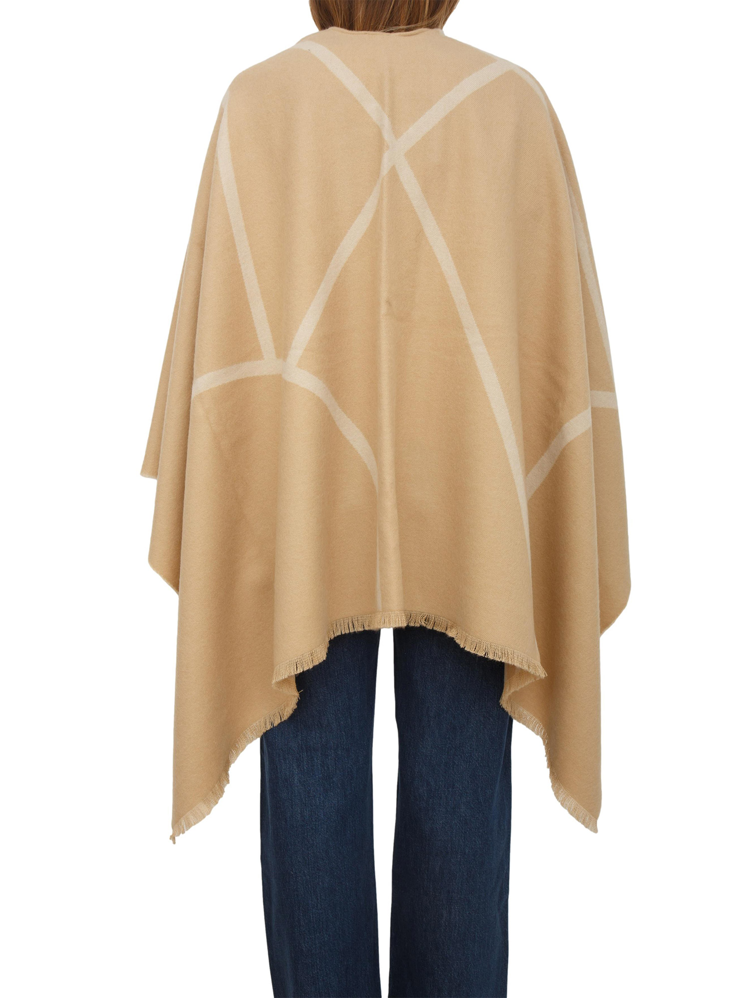 Poncho Giudea Max Mara in pura lana tinto in filo cammello - Glamour Store