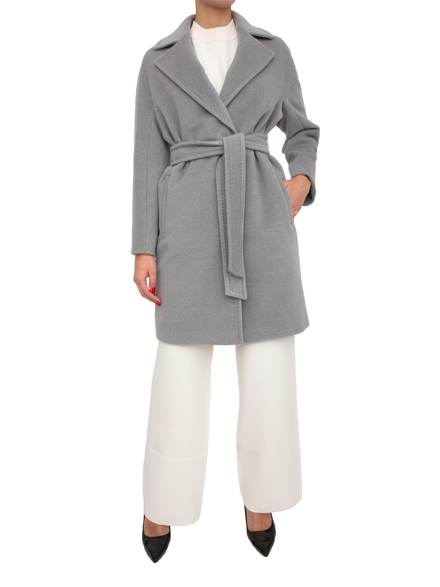 Cappotto midi Scire Max Mara in beaver di pura lana vergine grigio ...