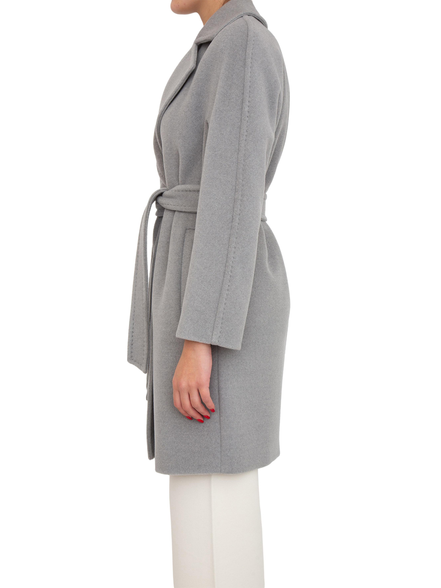 Cappotto midi Scire Max Mara in beaver di pura lana vergine grigio ...