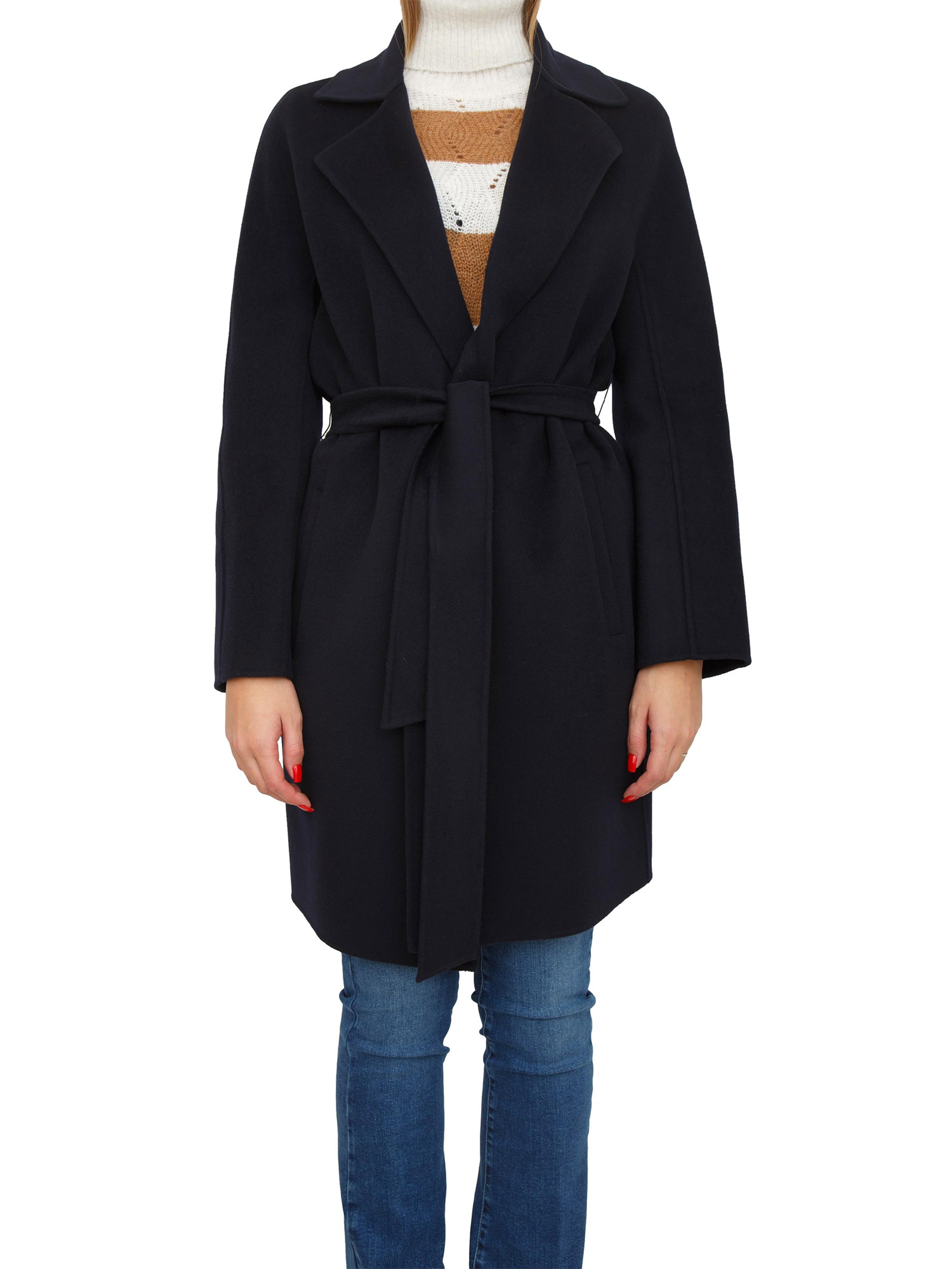 Cappotto Ajaccio Max Mara in lana, seta e cashmere blu - Glamour Store